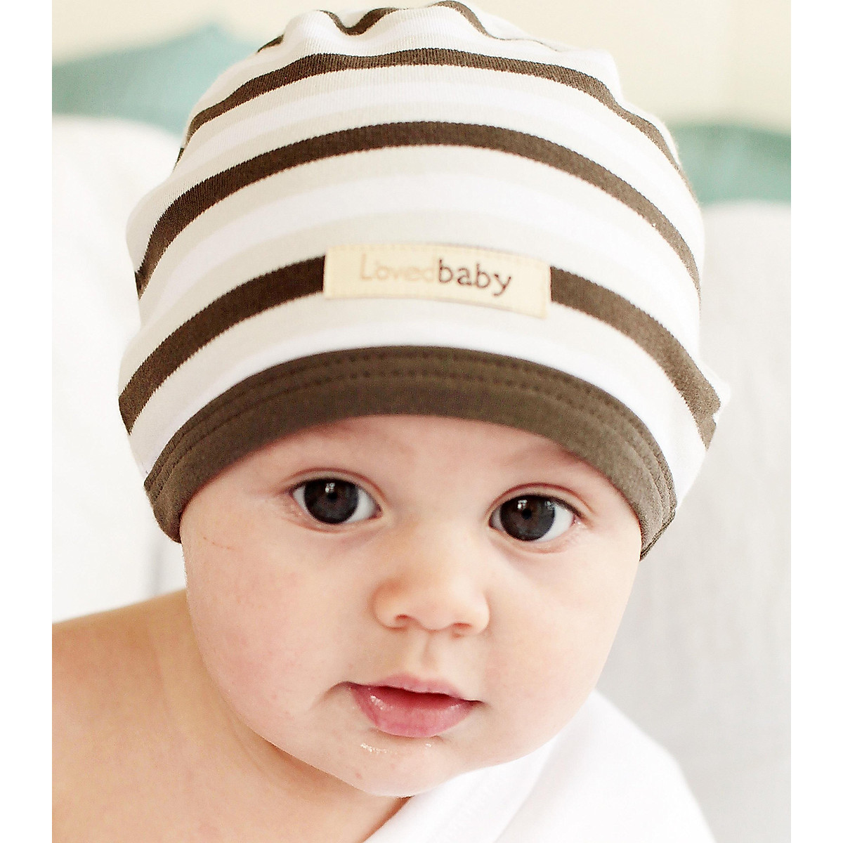 L'ovedbaby Unisex-Baby Organic Cute Cap, Bark Stripe, Newborn (up to 7 lbs.),