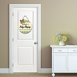 Sokomurg Shhh... Baby Sleeping Sign for Front Door,Please Don't Knock or Ring Bell Hanging Sign Plaque, Round Rustic Wooden Door Hanger for Baby Room, Nursery, Kindergarten, Bedroom, Door Knob Door Decor