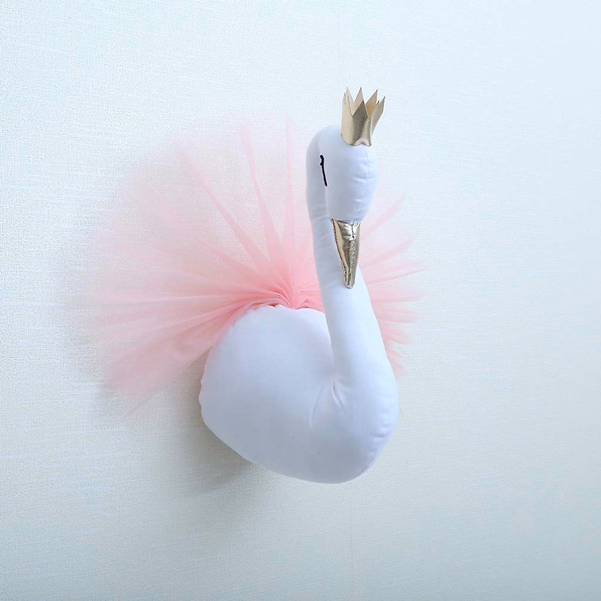 3D Wall Hanging Decoration Cute Crown Dress Swan Wall Art Sticker Hook for Nursery Kids Girl Room Wedding Birthday (Pink)