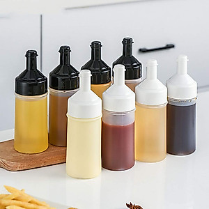 CTTPEG 250ml/8.5ounce Sauce bottle,Plastic Squeeze Bottles,for Condiments, Ketchup, Mayonnaise, Mustard, Hot Sauce, Olive Oil (Black)