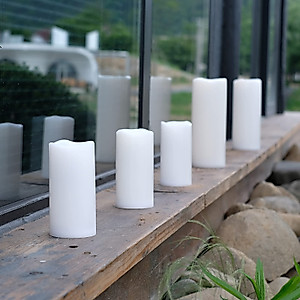 NONNO&ZGF 3X 6'' Outdoor Waterproof Flameless Candles, 3 Pack, Warm White LED Resin Rainproof Pillar Battery Plastic Candle with Remote Control/Timer.