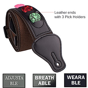 Guitar Capo Strap Hanger Rosewood Color Capo Pure Cotton Guitar Strap Black Guitar Hanger Compositive Guitar Accessories Kit