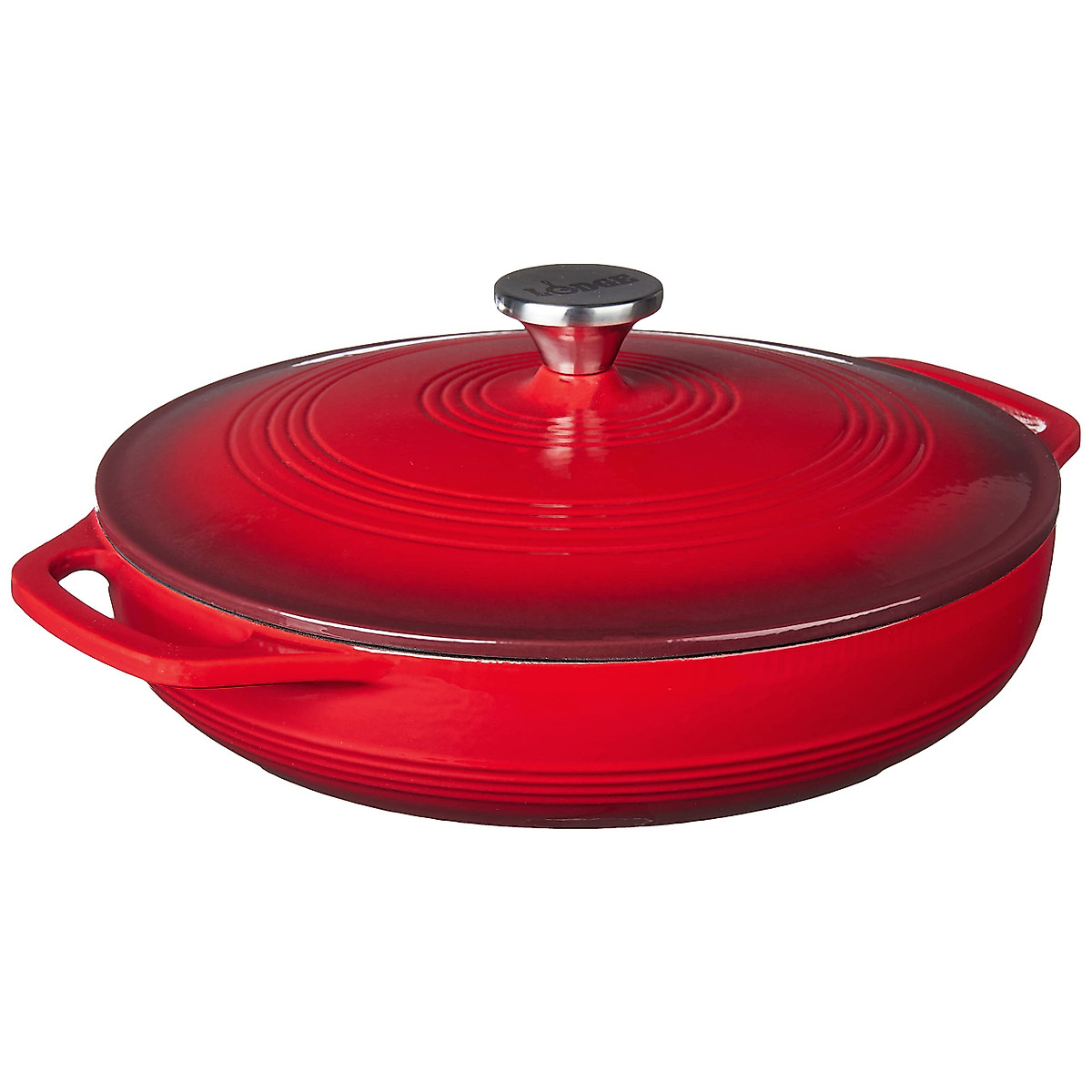 Lodge 3.6 Quart Enameled Cast Iron Oval Casserole With Lid– Dual Handles – Oven Safe up to 500° F or on Stovetop - Use to Marinate, Cook, Bake, Refrigerate and Serve – Island Spice Red