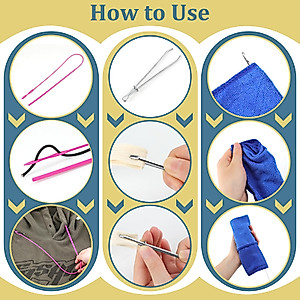 Drawstring Threader Tool Set, Stainless Steel Sewing Loop Turner Hooks with Latch, Flexible Drawstring Threader, Easy Rope Threader Clips for Jackets Coats Pants Hoodies Sweaters (8 Pack)