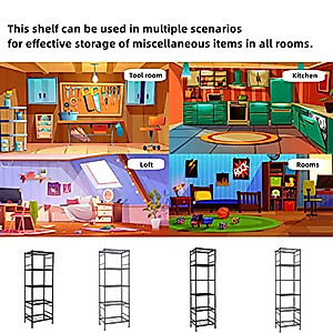 5-Wire Shelving Metal Storage Rack Shelves, Standing Storage Shelf Units for Laundry Bathroom Kitchen Pantry Closet(Black)