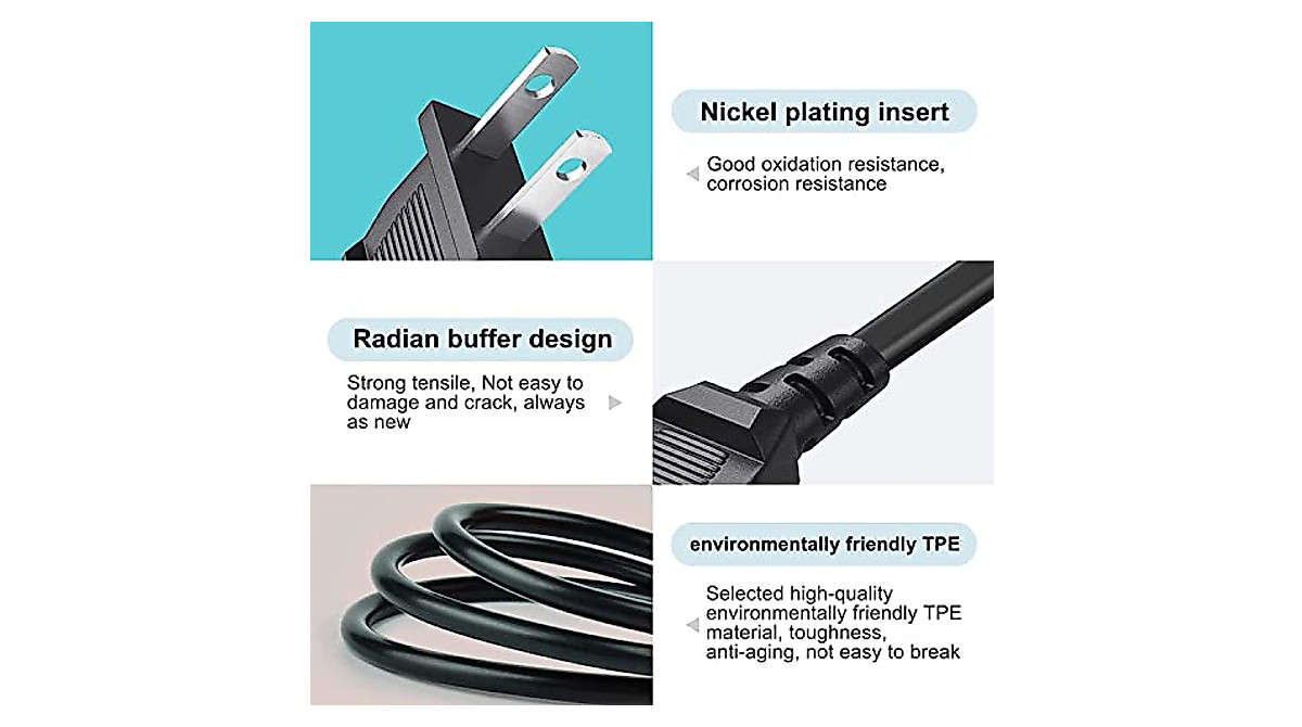 10Ft AC Power Cord for Mini Fridges & Devices | Durable & Universal