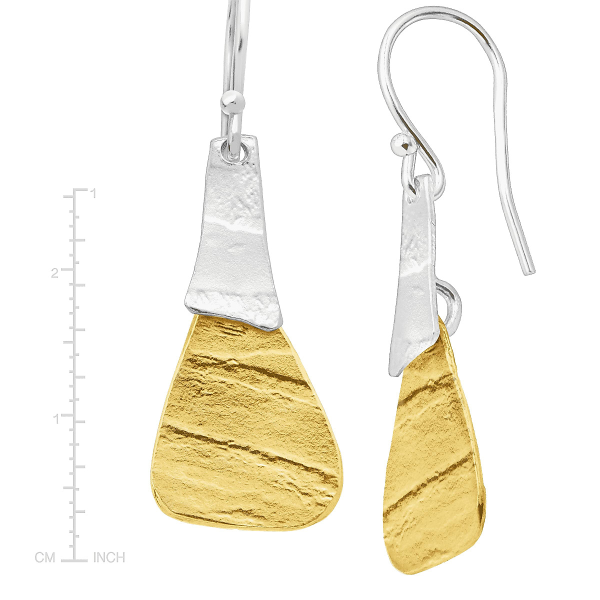 Silpada 'Combination' Drop Earrings in Textured Brass and Sterling Silver