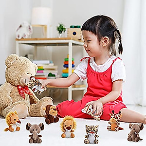 18 Pieces Small Safari Stuffed Animals 4.8 Inch Mini Jungle Animal Plush Toys Zoo Stuffed Animals Set Cute Small Plush for Animal Themed Parties Teacher Student Award(Delicate Style)