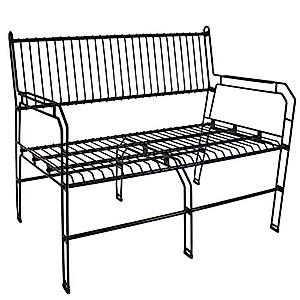 Sunnydaze 2-Person Modern Metal Patio Bench - Indoor/Outdoor Black Steel Wire Porch Bench for Patio, Sunroom, Deck, or Living Room - 30.75-Inch H