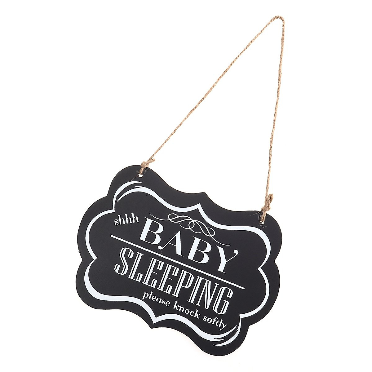 WINOMO Baby Sleeping Sign for Door "shhh BABY SLEEPING please knock softly" Funny Wooden shhh Baby Sleeping Sign for Front Door Bedroom Door