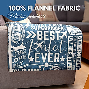 InnoBeta Pilot Gifts for Men, Male, Him, Aviation Airplane Gifts, Aviator Flannel Throw Blanket, Inspirational Encouragement Gifts for Best Pilot Ever, 50" x 65"
