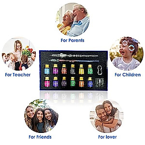 Deluxe Calligraphy Set: Crystal Glass Dip Pen Duo, 12 Vibrant Inks, Pen Stand and Cleaning Cup - Aesthetic Artistry, Drawing, Writing & Signature Kit - Ideal Gift for Kids and Artists