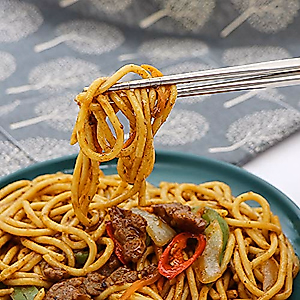 Stainless Steel Chopsticks Reusable Multicolor Lightweight 304 Metal Chopsticks Dishwasher Safe - 5 Pairs (Silver)