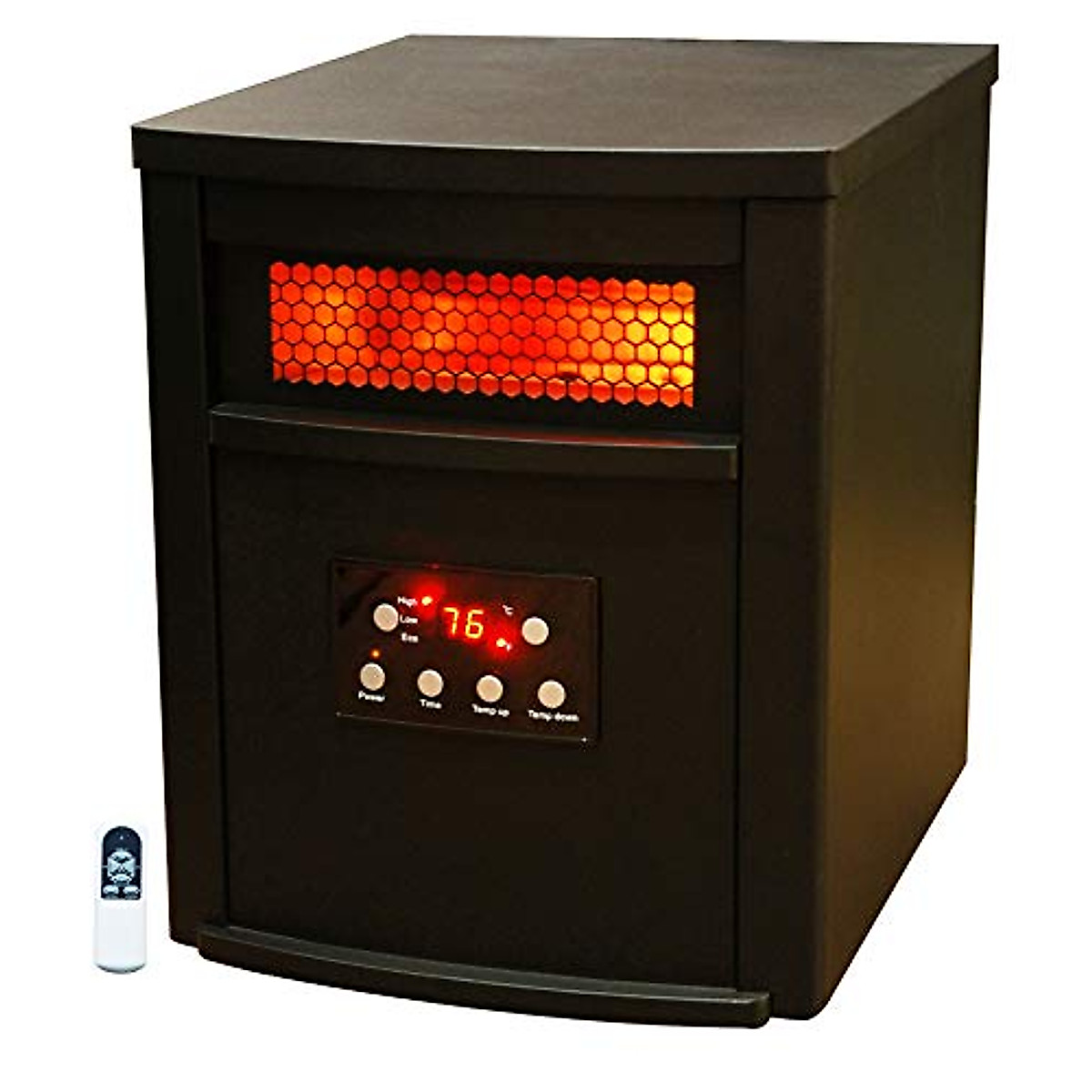 LifeSmart LifePro 1500W Portable Electric Infrared Quartz Indoor Space Heater with 6 Adjustable Heating Elements and Remote Control, Black