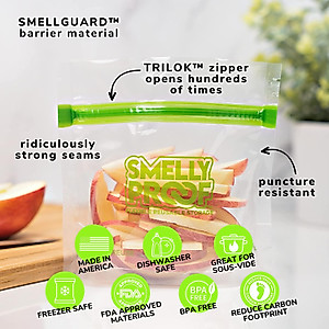 15 x Expandable Stand-Up & Fill REUSABLE Storage Bags for Food Designed & Mfg in US by Smelly Proof, PEVA & BPA FREE, Reusable Snack Bags, Dishwasher-Safe, Clear 3 mils STAND & FILL 6" x 4" - 15pk