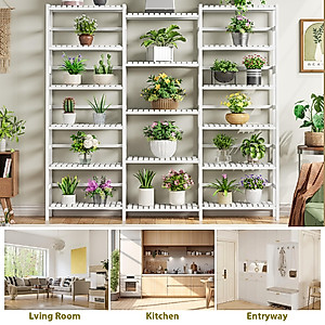 FOTOSOK Triple Wide 6-Tier Bookshelf and Bookcase,Large Freestanding Book Shelf with 17 Open Display Shelves, Tall Bookshelf Plant Flower Shelf Rack Storage Organizer Unit for Living Room, White