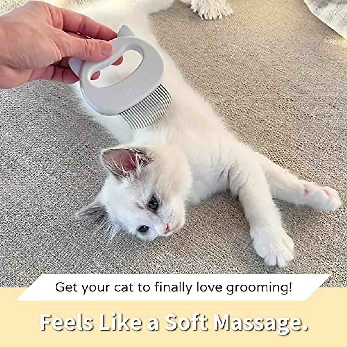 Leo's Paw The Original Pet Hair Removal Massaging Shell Comb Soft Deshedding Brush Grooming and Shedding Matted Fur Remover Dematting tool for Long and Short Hair Cat Dog Puppy Bunny (Blue)