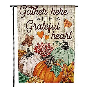 Deloky Fall Welcome Pumpkin Patch Garden Flag-Double-Sided Farmhouse Autumn Yard Burlap Banner,Flag for Fall,Thanksgiving Indoor & Outdoor Decoration
