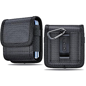 Meilib Holster for Galaxy Z Flip, Flip 3, Flip 4, 5G, Motorola Razr, Cell Phone Belt Holder Case with Belt Clip Pouch Cover (Fits All Samsung Z Flip Phones with Spigen, Otterbox Commuter Case on)