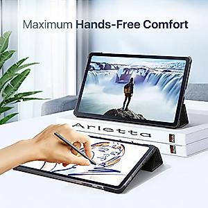 MoKo Case for Galaxy Tab S6 Lite 10.4 Inch 2024 2022 2020 (Model: SM-P620/P625/P613/P619/P610/P615/P617) with Built-in S Pen Holder, Slim Tri-Fold Soft TPU Cover with Auto-Wake/Sleep, Denim Black