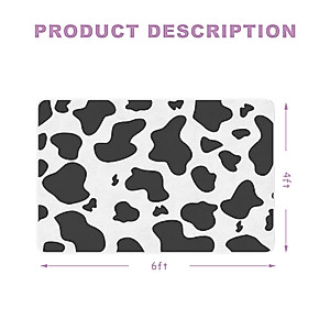 UntilPlan Printing Washable Rugs for Living Room, 4x6 FeetAnti-Skid Area Rug, Indoor Floor Carpet for Kitchen Entryway Laundry Dining Room, Kids Rugs for Bedroom Girls (Cow-Black, 4x6 ft)