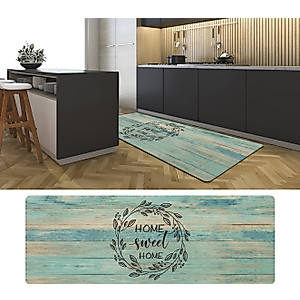 J&V TEXTILES Kitchen Mat Cushioned Anti Fatigue Floor Mat,19.6"x55", Thick Non Slip Waterproof Kitchen Rugs and Mats, Standing Mat for Kitchen,Floor,Home,Office,Desk,Sink,Laundry (Home Sweet Home)
