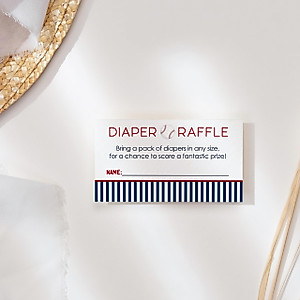 Baseball Diaper Raffle Tickets, Boys Baby Shower Games for Prizes, Baby Shower Diaper Raffle Invitation Insert Cards, 25 Pack