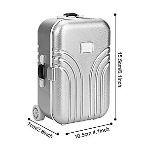 Wakects Doll Suitcase, Mini Dolls Travel Suitcase Baby Suitcase Toy, Mini Luggage Box Rolling Suitcase for Doll, Kids(Silver)