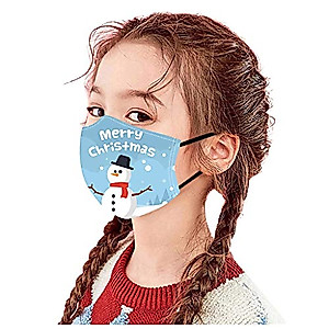 Walsent Kids Cute Print Adjustable Cotton Face Bandanas Washable for Face Mouth Protective Bandanas Children Outdoor Christmas Decorations