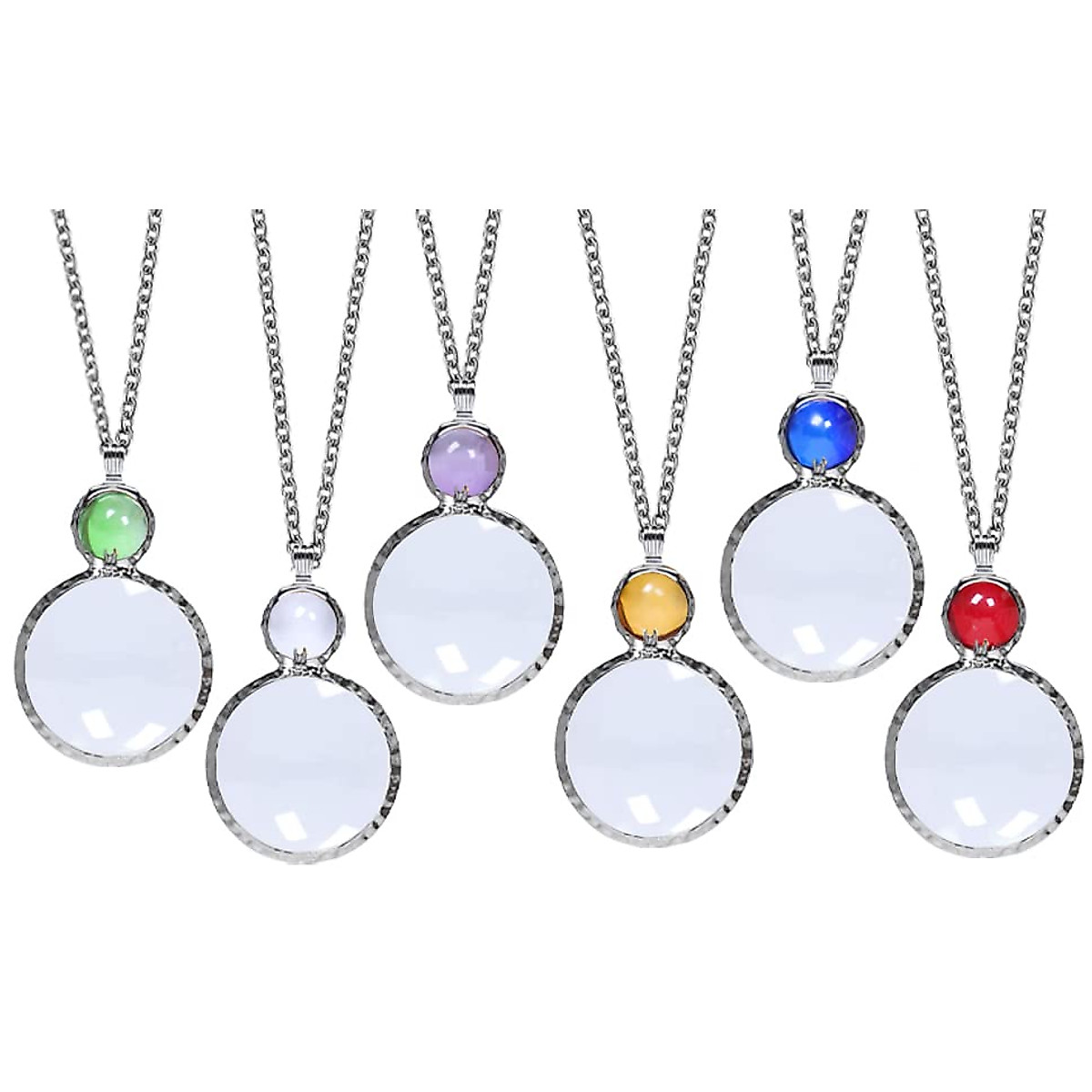 Magnifying Glass Necklace,Jiulory 10x Magnifying Glass Pendant Purple, Long Chain Glass Lens Magnifier Necklace Mama Necklace Collar for Women for Library,Reading,Zoom,Jewelry