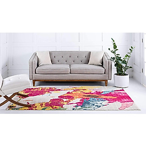 Unique Loom Estrella Collection Distressed, Colorful, Abstract, Modern Area Rug, Rectangular 7' 0" x 10' 0", Multi/Beige