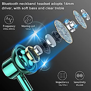 EEAABBR Wireless Neckband Headphones with TF Card Slot 100 Hours Playtime Bluetooth Neckband Earbuds Built-in Noise Cancelling Mic IPX5 Waterproof Two Ways in-Ear Earphones for Sports,Cycling,E-Books