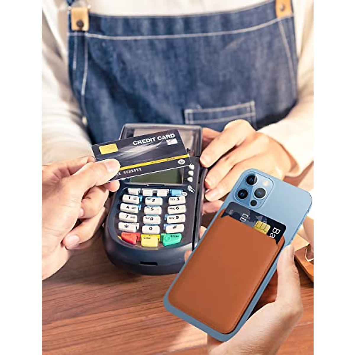 Magnetic Card Wallet Holder with MagSafe for iPhone 14 Pro Max/14 Plus/14 Pro/14, for iPhone 13 Pro Max/13 Pro/13/13 Mini, for iPhone 12/12 Pro/12 Max/12 Mini,GoldenBrown