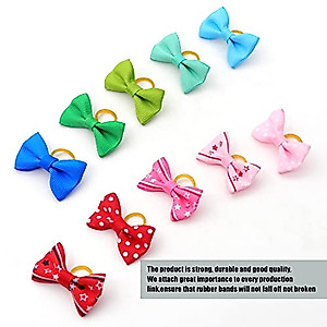 YAKA 60PCS (30 Paris) Cute Puppy Dog Small Bowknot Hair Bows with Rubber Bands Handmade Hair Accessories Bow Pet Grooming Products (60 Pcs,Cute Patterns) (Rubber Bands Style 1)