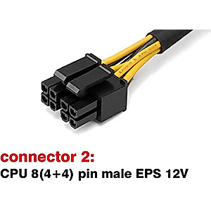 TeamProfitcom ATX 4 Pin Female to Motherboard CPU 8(4+4) Pin Male EPS 12V Converter Adapter Extension Cable Braided Sleeved for Power Supply 9 inches (2 Pack)