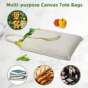 HECTOLIFE 12 Pack Canvas Tote Bags Reusable Blank Canvas Bags for Shopping Bags,Grocery Bags,DIY Gift Bags