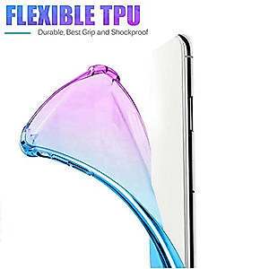 Gufuwo Case for Oppo Reno 6 5G / Reno6 5G CPH2251 Cute Case Girls Women, Gradient Slim Anti Scratch Soft TPU Phone Cover Shockproof Protective Case for Oppo Reno 6 5G (Purple/Blue)