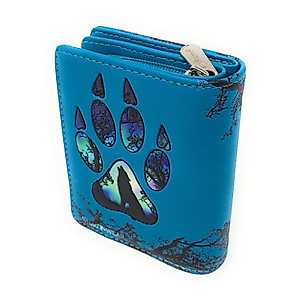 Shag Wear Wolf Paw Small Animal Wallet for Women and Teen Girls Vegan Faux Leather Light Blue 4.5"