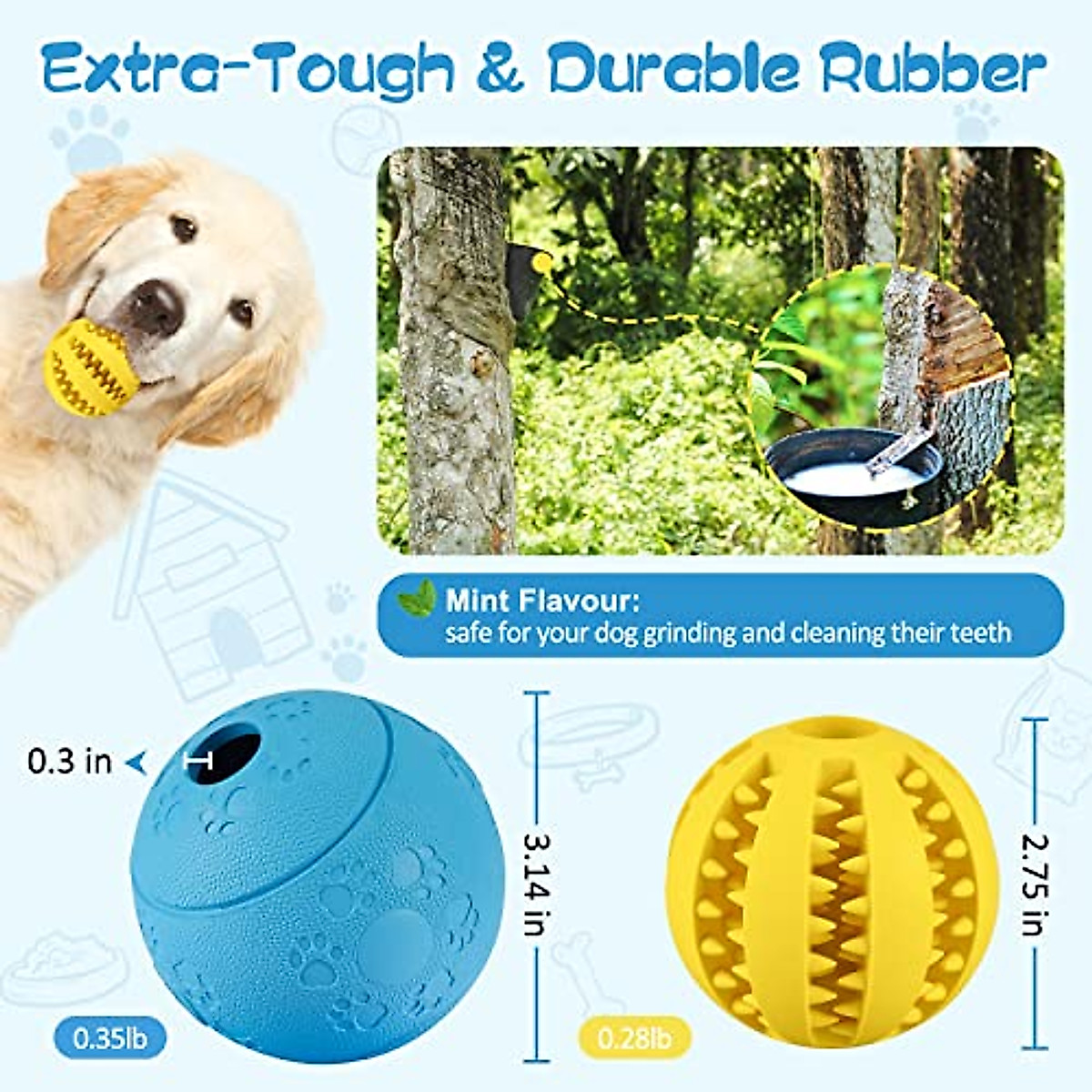 HIPPIH Dog Puzzle Toys 2 Pack, Interactive Dog Toys for Large Dogs & Small Dogs, Puppy Toys for Treat Dispensing, Durable Dog Balls for Teeth Cleaning/IQ Training, Dog Enrichment Toys for Chewing