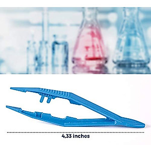 ISOLAB USA - Tapered Tweezers/Plastic Blue Forceps (Pack of 50, Bulk Priced, Disposable, Grooming, Labs, First Aid, Medical usage)