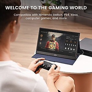 ITRIVIEW Portable Monitor, 15.6 Inch FHD 1080P USB-C Laptop Monitor with Built-in Dual Stereo Speaker, HDR IPS HDMI Computer Removable Protective Case Stand for Surface, PC, PS4, Xbox, Switch