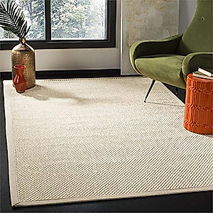 SAFAVIEH Natural Fiber Collection 9' x 12' Ivory / Light Beige NF150A Border Sisal Area Rug