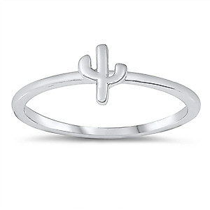 CloseoutWarehouse 925 Sterling Silver Little Cactus Ring Size 5