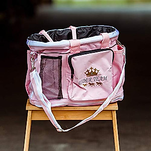 HORZE Emilie Equestrian Kids' Durable Grooming Bag with Tote Handles and Shoulder Strap - Bubblegum Pink - One Size