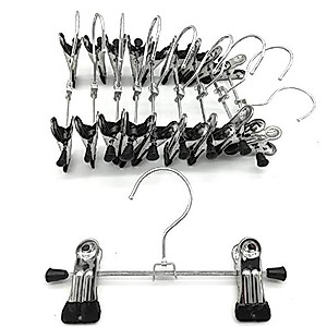 EAVOQLB A Pack of 10 Portable Travel Clips Hangers Chrome Finished Adjustable Clips Boots Hangers Ultra Thin Space Saving Boots Socks Bags Hanging Clips Boot Storage (5)