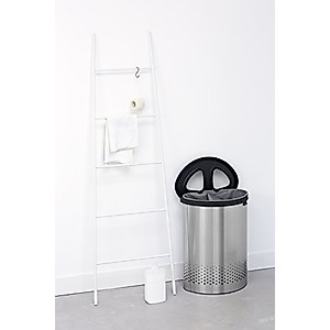 Brabantia Large Laundry Hamper (Matt Steel) Bathroom Bedroom Dirty Clothes Basket with 2 Sections, Inner Laundry Bags, Discrete Lid - 14.5 Gal