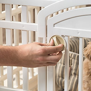 IRIS USA 24" Exercise 4-Panel Pet Playpen with Door, Dog Playpen, Puppy Playpen, for Puppies and Small Dogs, Keep Pets Secure, Easy Assemble, Fold It Down, Easy Storing, Customizable, White