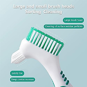 Denture Toothbrush Set, Portable Dual Head Denture Brush with Cover Case, Denture Cleaning Tool Set for Travel, Home and Camping, Dental Cleaning Brush Set for Denture Care False Teeth Cleaner Tool