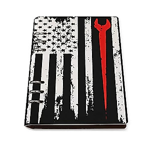 Ironworker Profession USA Flag Notebook Cover 6-Ring Binder Portable Planner Book Loose-Leaf Cover for Home Office