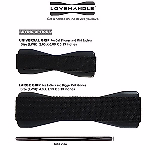 Phone Grip for Most Smartphones and Mini Tablets, Black Elastic Strap with Silver Base, LH-01Silver